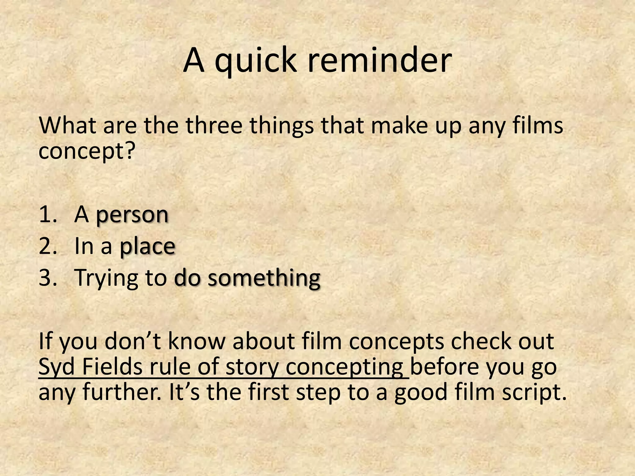 Writing a film script (introduction to the basics) | PPTX