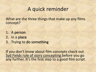 Writing a film script (introduction to the basics) | PPTX