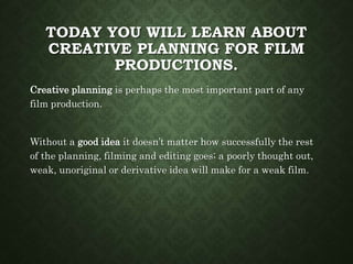 Writing screenplays - an introduction | PPTX