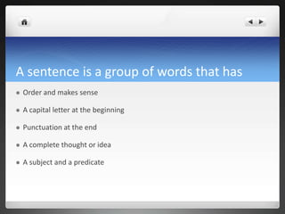 Writing a sentence using subject and predicate | PPSX
