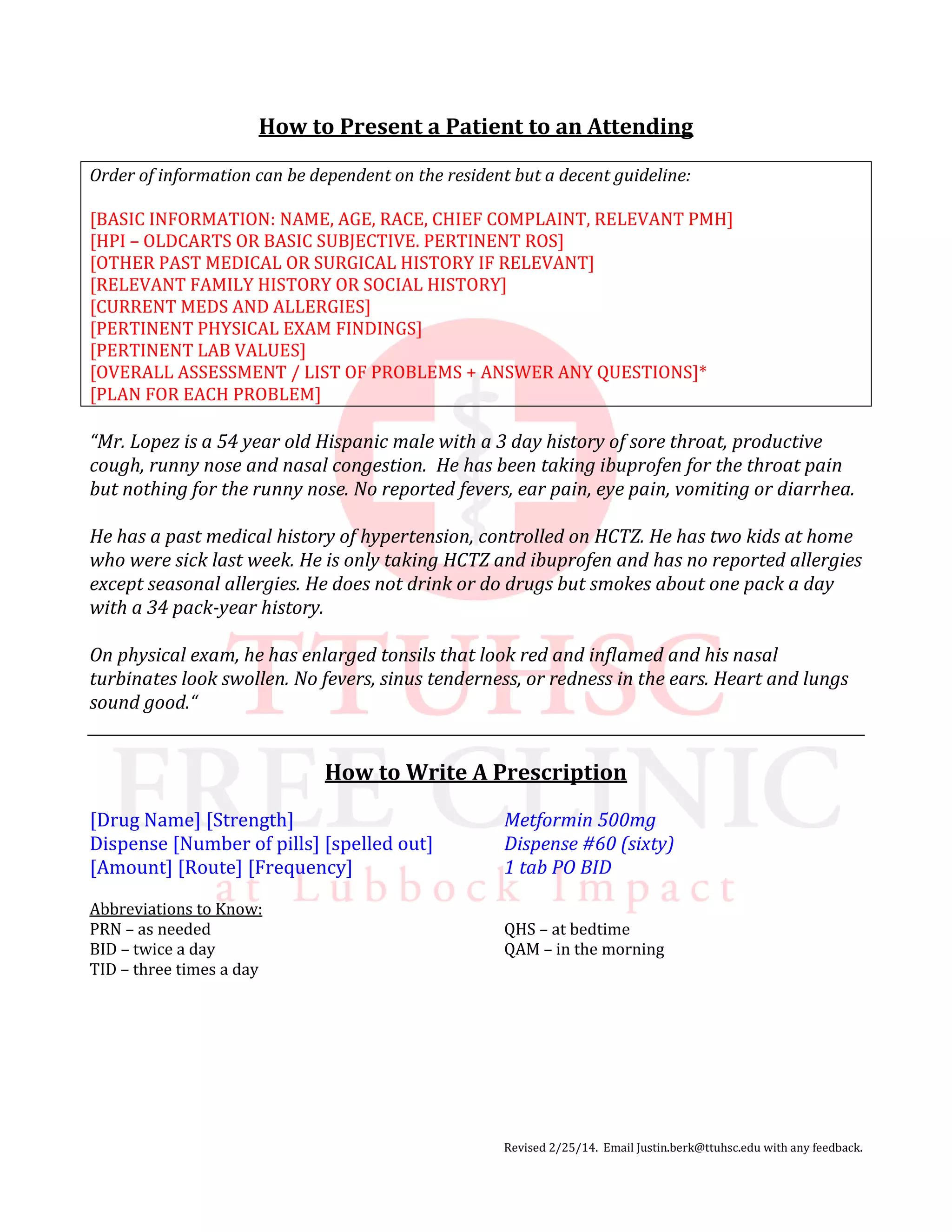 Writing a SOAP Clinic Note Cheat Sheet | DOCX