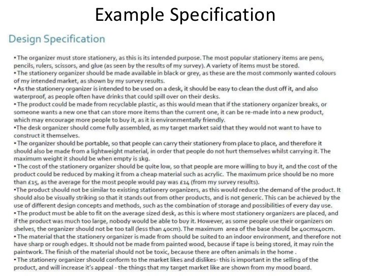 Writing a specification