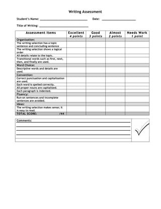 Writing assessment | PDF | Educational Assessment | Education