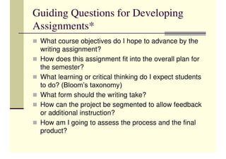 Writing Assignment And Rubric Design | PPT