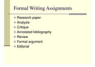Writing Assignment And Rubric Design | PPT