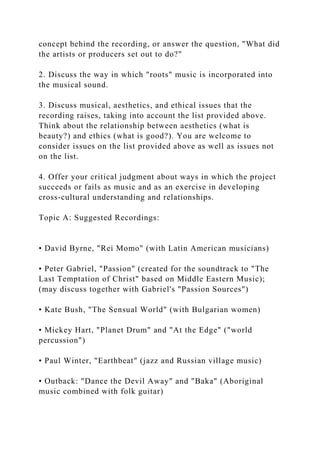 Writing Assignment Critical Review of World Music Essay.docx