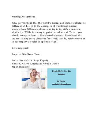 Writing AssignmentWhy do you think that the worlds musics can i.docx