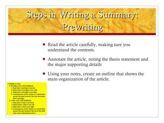 Writing a summary | PPT