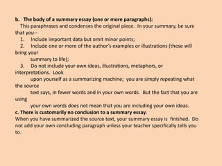 Writing a summary | PPTX