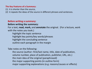 Writing a summary | PPTX