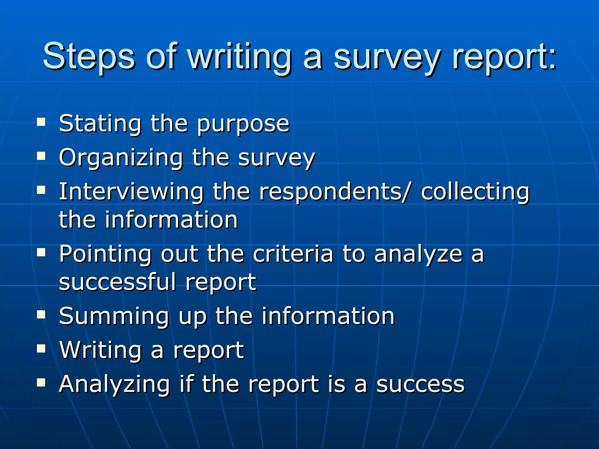 Writing a survey report popularity of transport | PPT