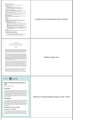 writing a synthesis paper.pdfWriting A Synthesis Paper | PDF