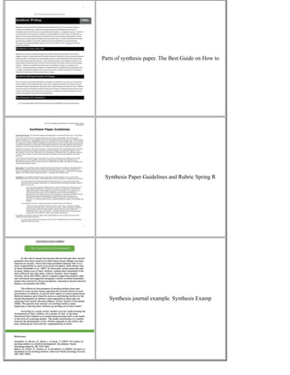 writing a synthesis paper.pdfWriting A Synthesis Paper | PDF