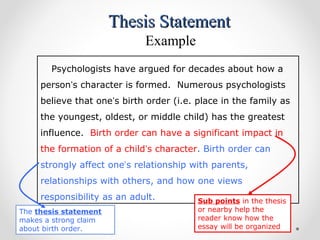 Writing a thesis stament | PPT