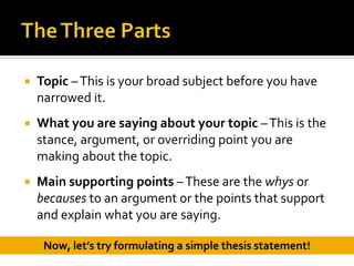 Writing a Thesis Statement | PPT