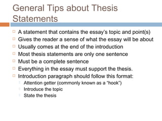 Essay Writing: Thesis statement | PPT