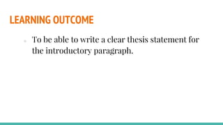 Writing a Thesis Statement | PPT