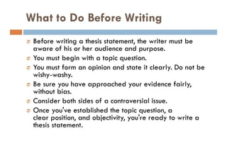 Writing A Thesis Statement | PPT