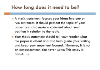Writing A Thesis Statement | PPT