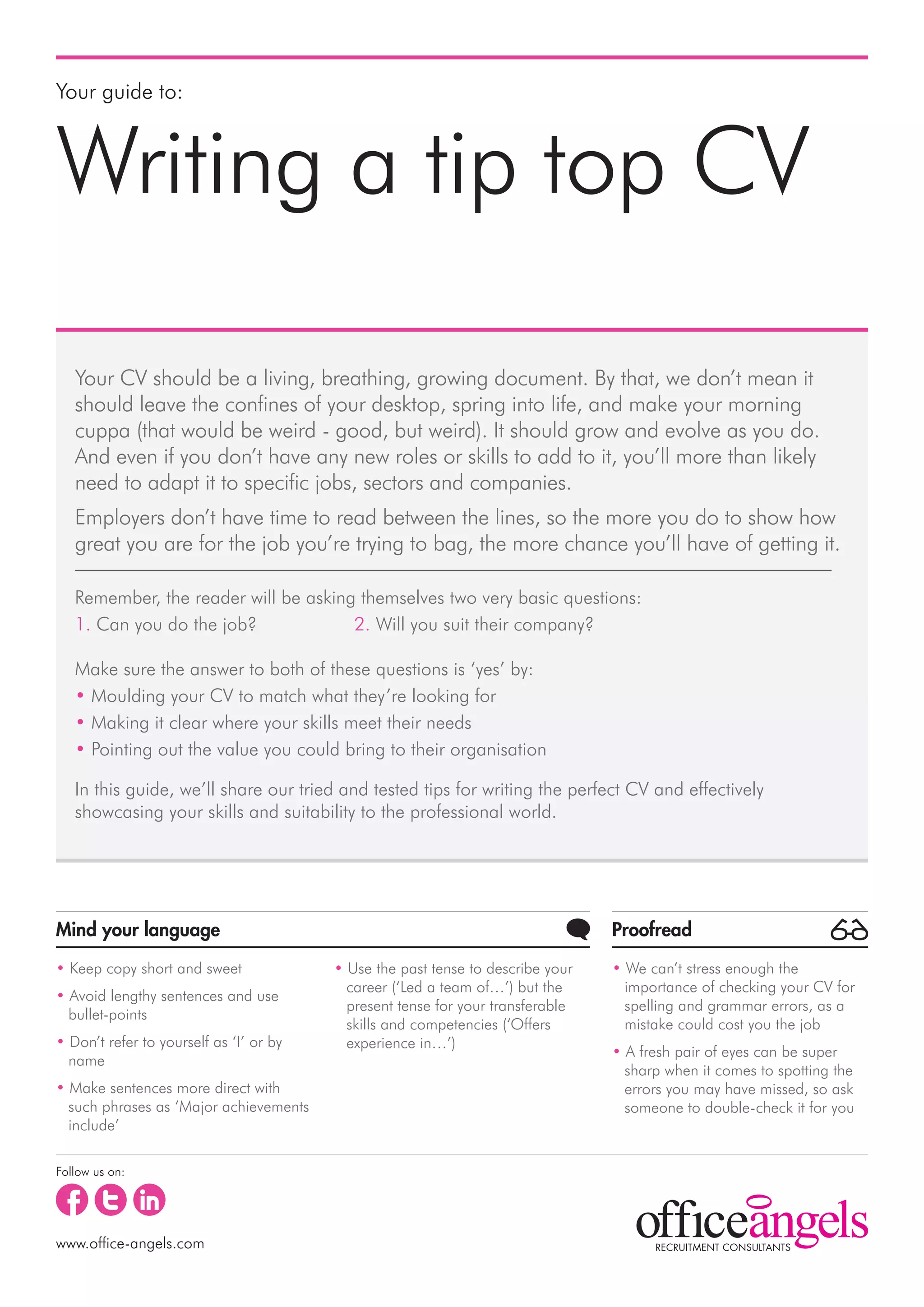 Writing a tip top cv | PDF