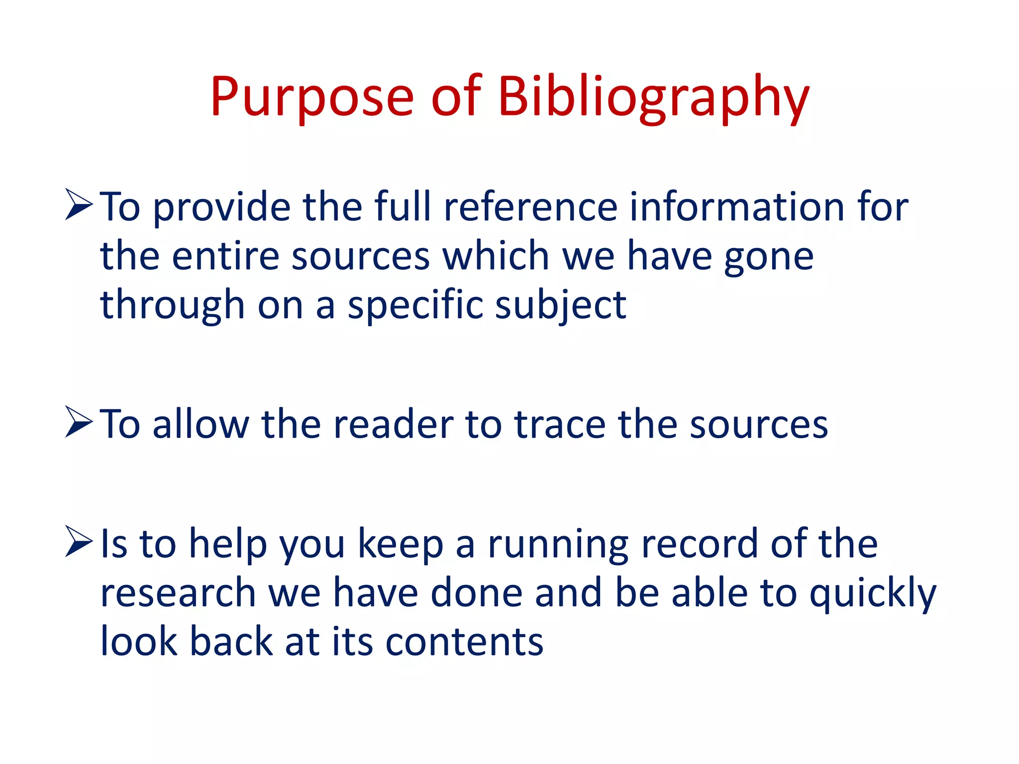 Writing a working bibliography | PPTX