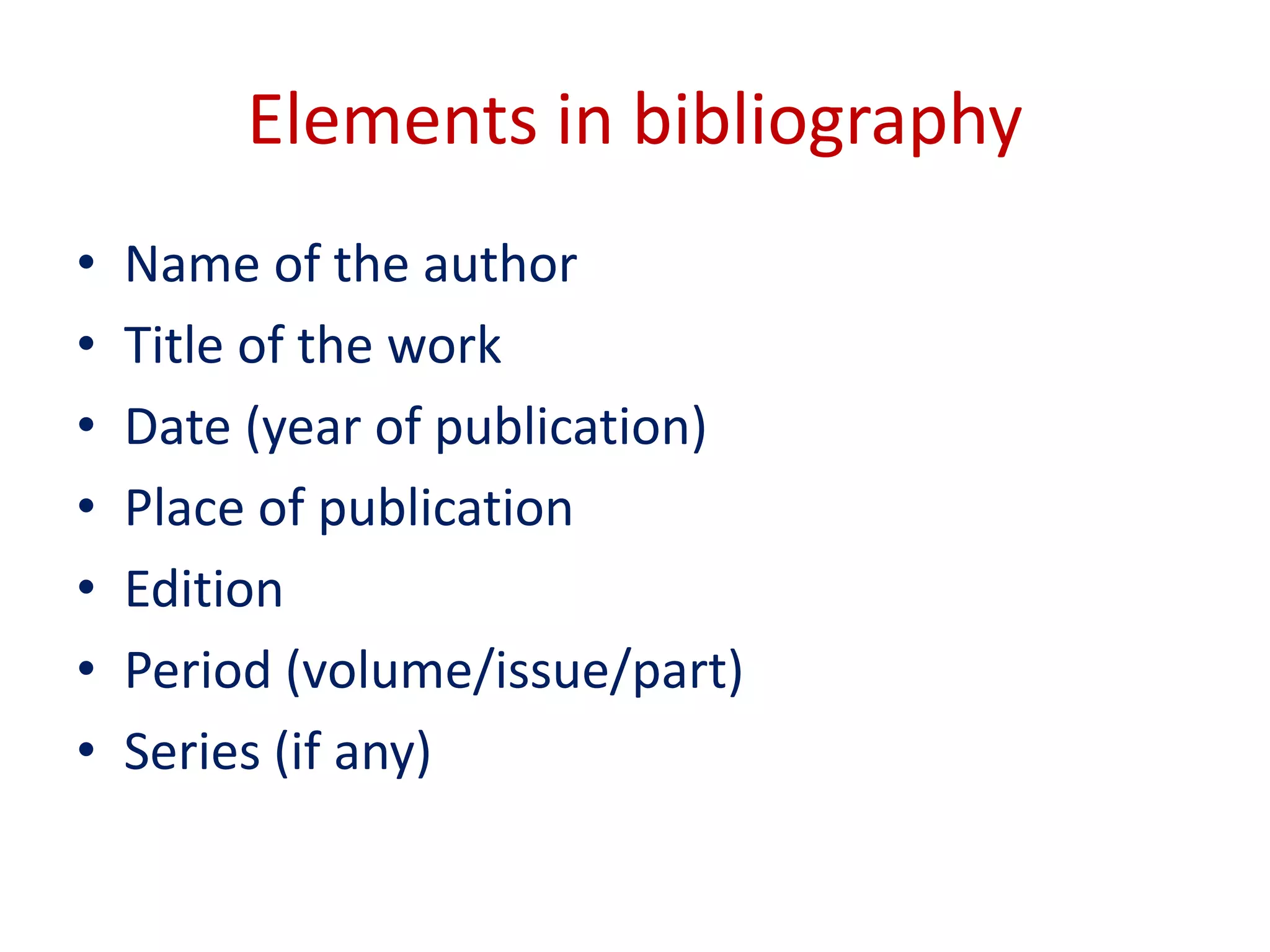 Writing a working bibliography | PPTX