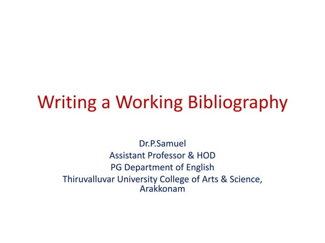 Writing a working bibliography | PPTX | Science