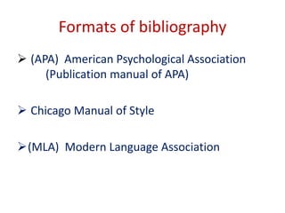 Writing a working bibliography | PPTX