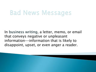 Writing bad news messages | PPTX