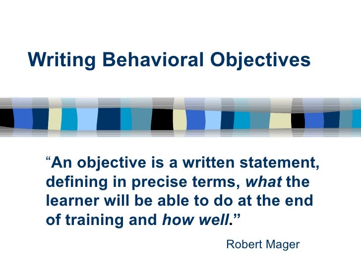 Writing Behavioral Objectives For Class 4