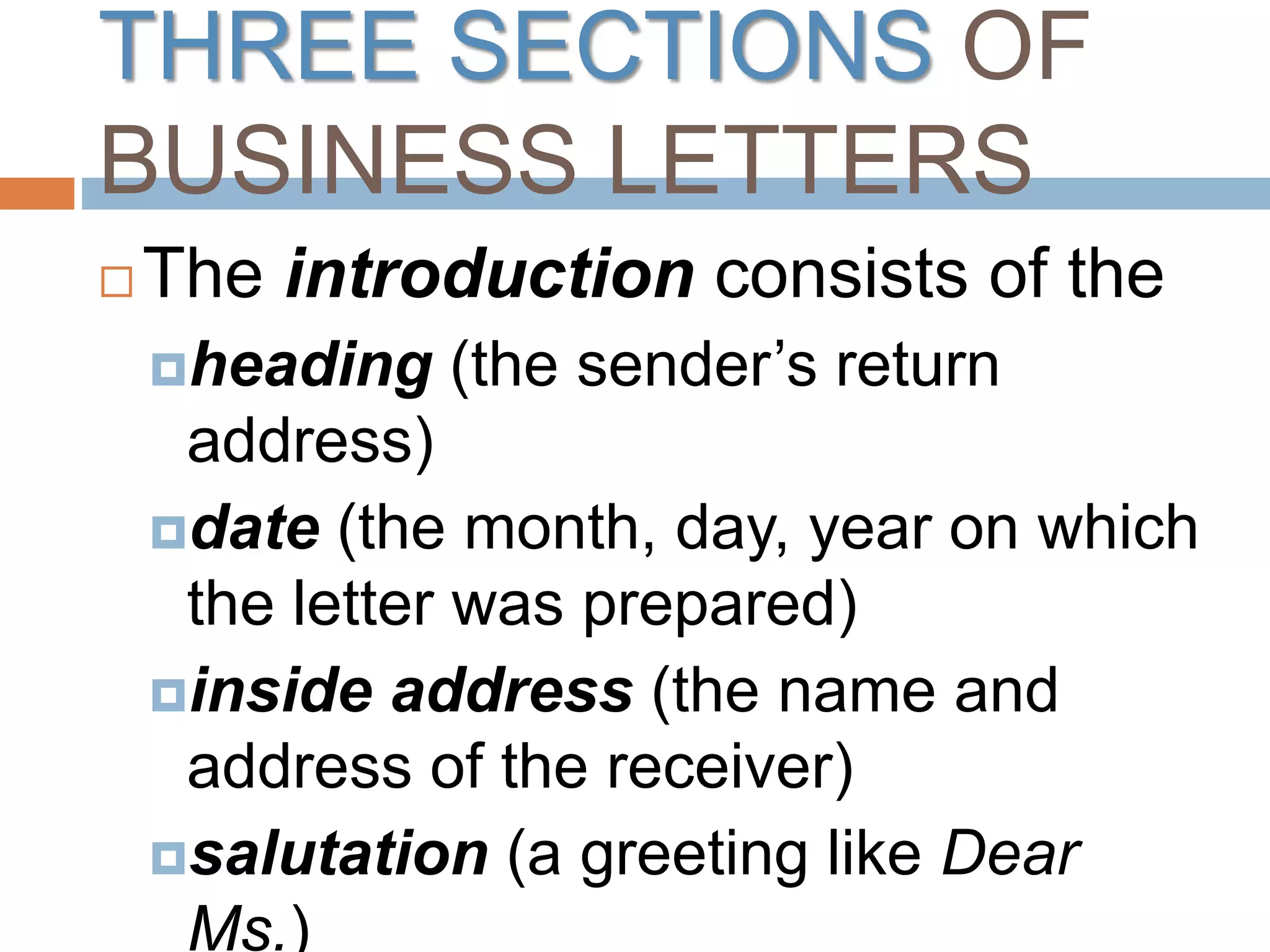 Writing business letters | PPTX