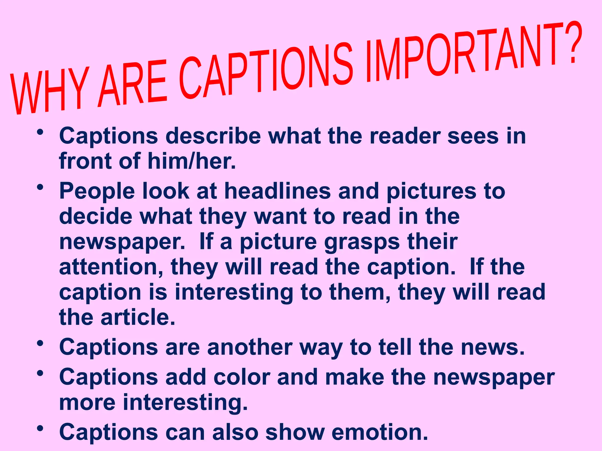 writing captions ppt and lesson class twelve | PPT