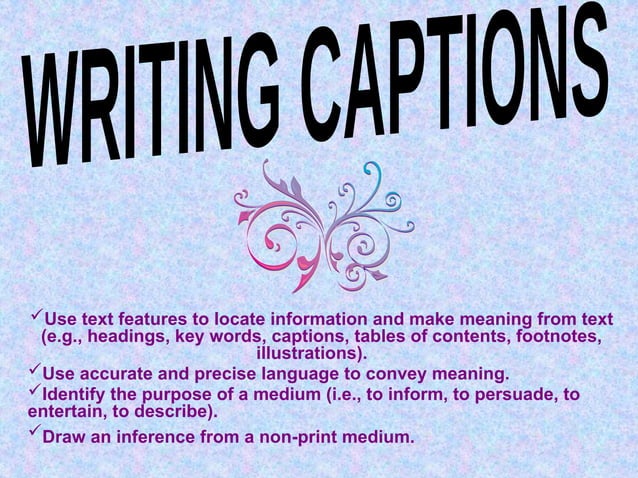 writing captions ppt and lesson class twelve | PPT