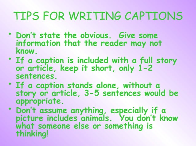 writing captions ppt and lesson class twelve | PPT