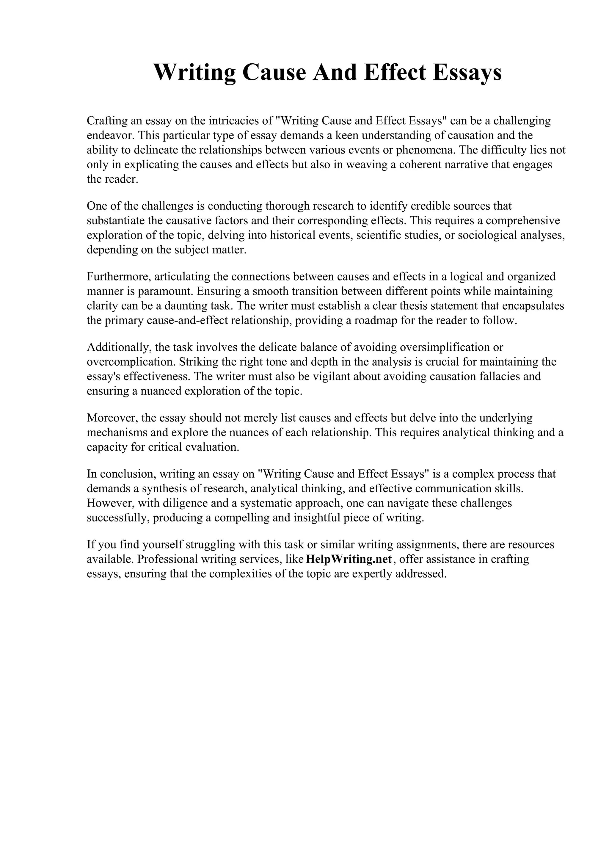 Writing Cause And Effect Essays | PDF