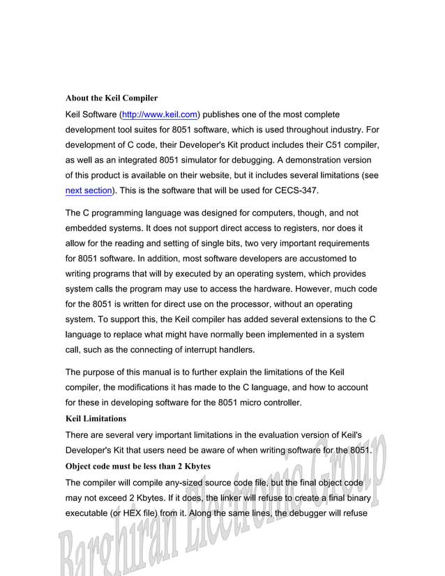 Writing c code for the 8051 | PDF