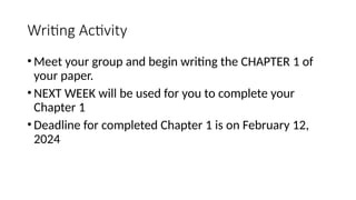 Guides and tips on How to Write Chapter one-introduction | PPTX | Education
