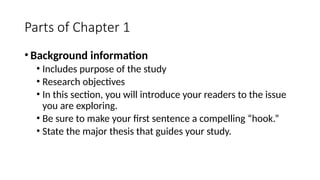 Guides and tips on How to Write Chapter one-introduction | PPTX