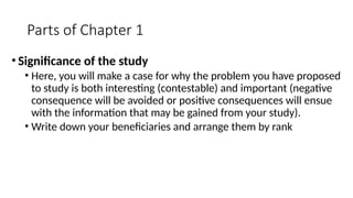 Guides and tips on How to Write Chapter one-introduction | PPTX