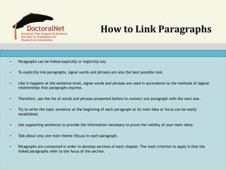 Writing Thesis/Dissertation Chapters, Paragraphs, and Sentences | PPT