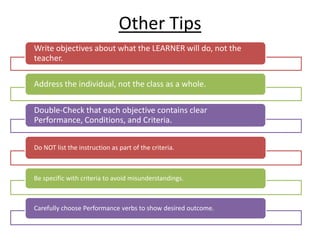 Writing clear objectives | PPTX