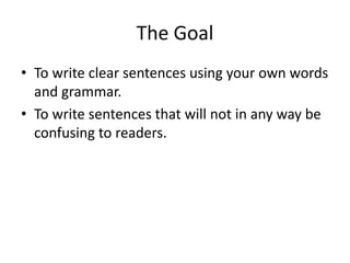 Writing clear sentences | PPT