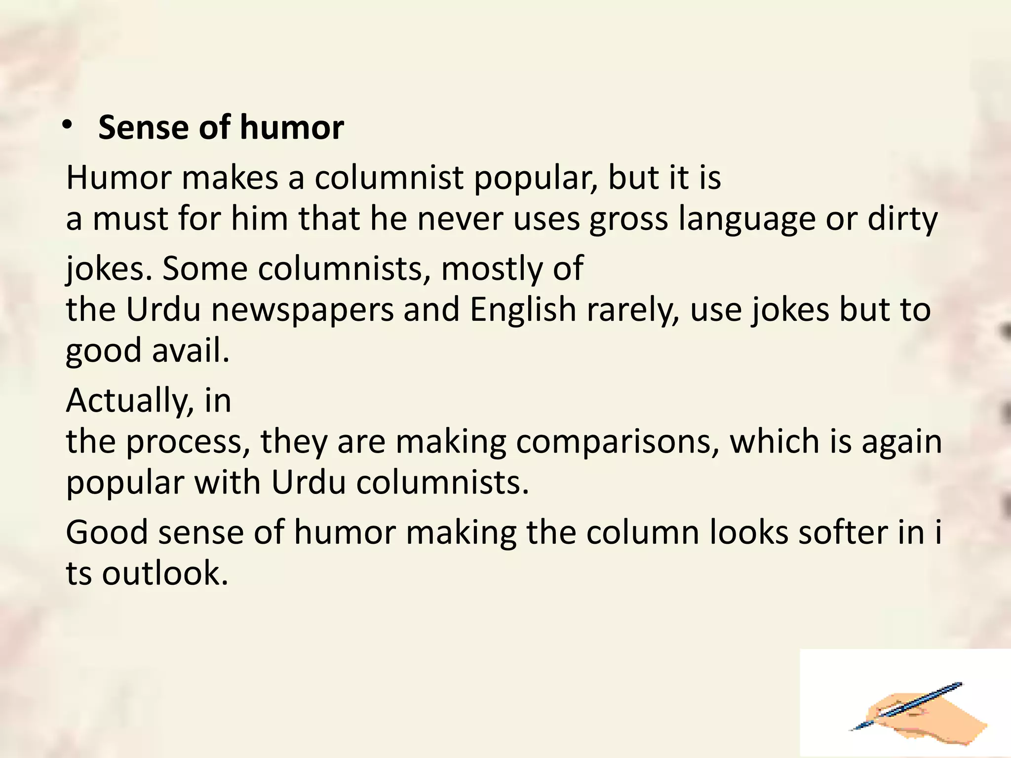 Writing columns | PPTX