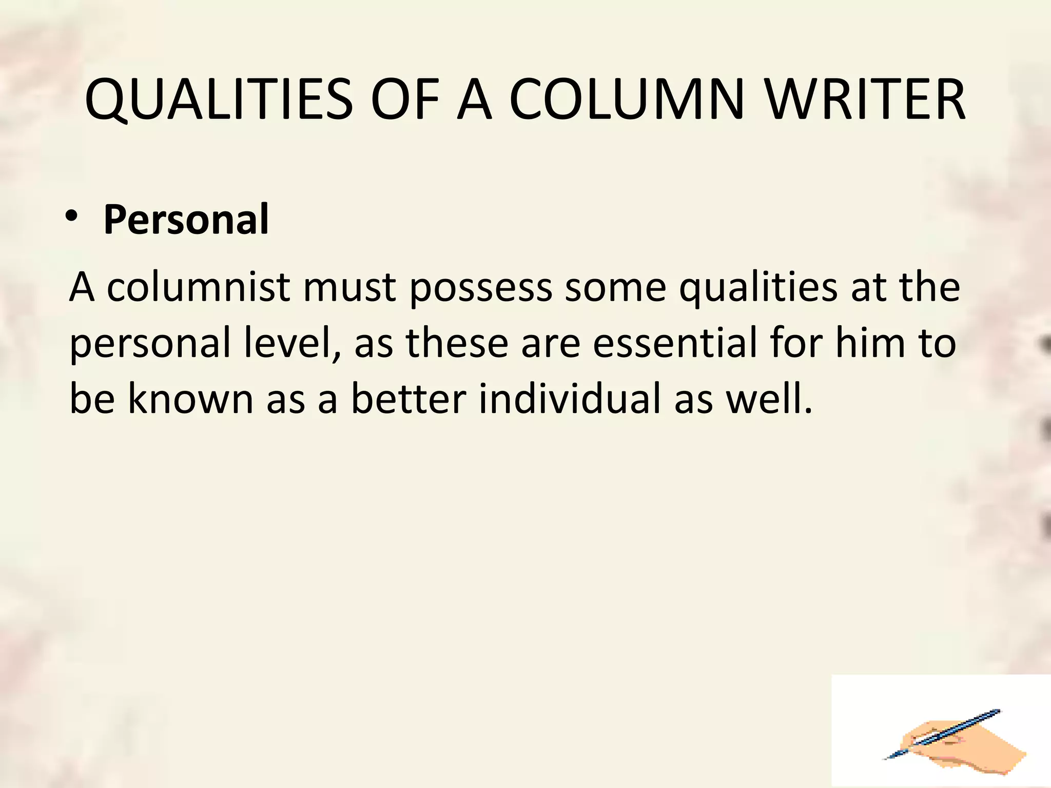 Writing columns | PPTX