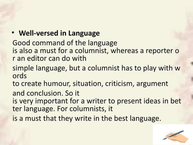 Writing Columns Writing Columns