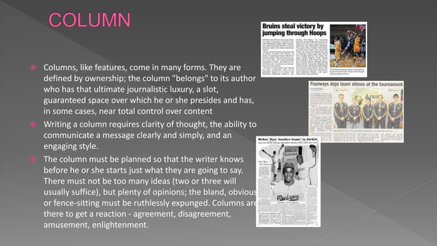 Writing columns by valeriefulgar | PPTX | Books and Literature