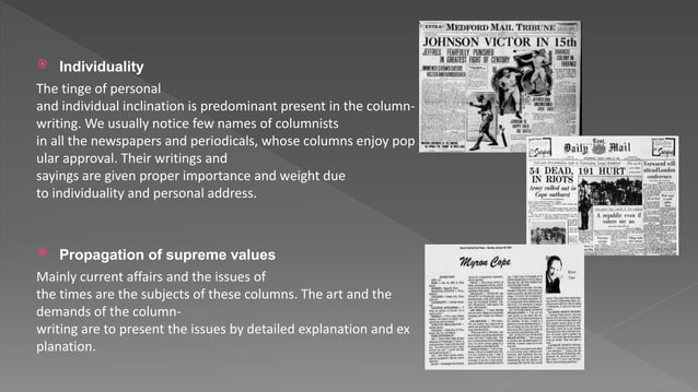 Writing columns by valeriefulgar | PPTX | Books and Literature