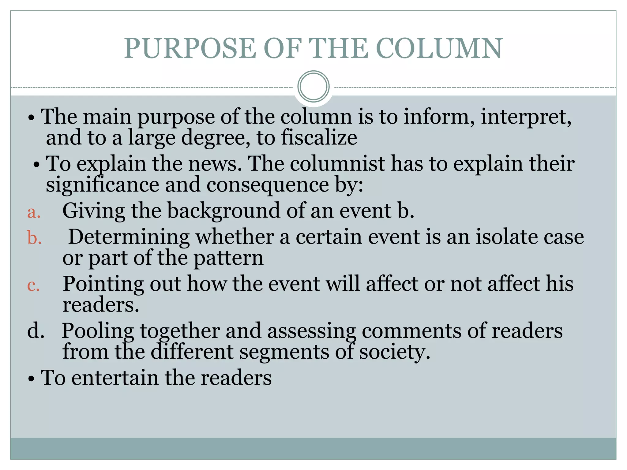 Writing columns by Janet D. Camerino | PPTX