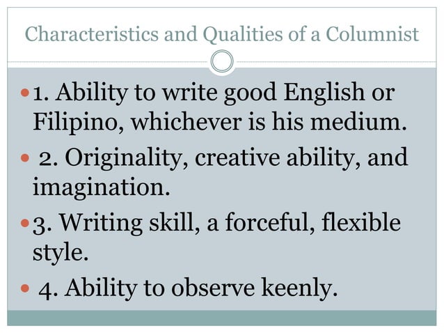 Writing columns by Janet D. Camerino | PPT
