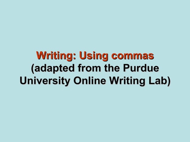 Writing Commas Ppt